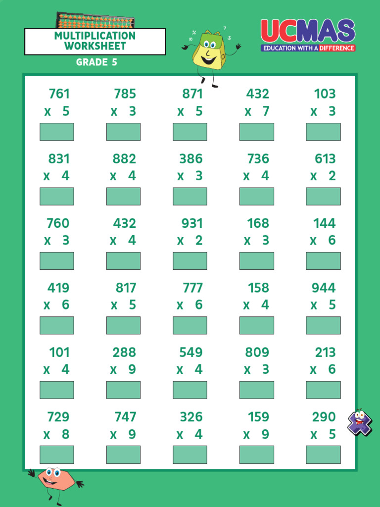 Grade 5 Multiplication Worksheet 1 Min | PDF | Home & Garden