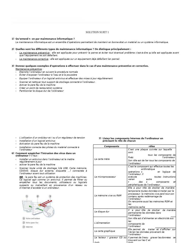 Solution Sujet 1 Maintenance | PDF
