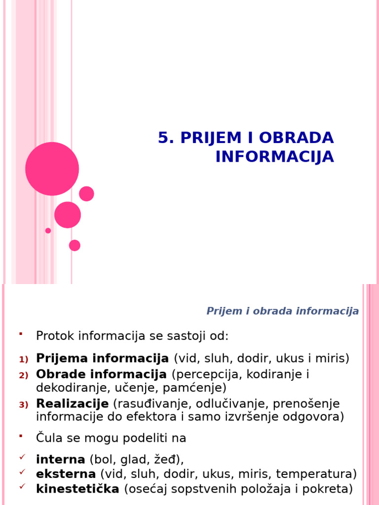 5 Prijem I Obrada Informacija 2 | PDF