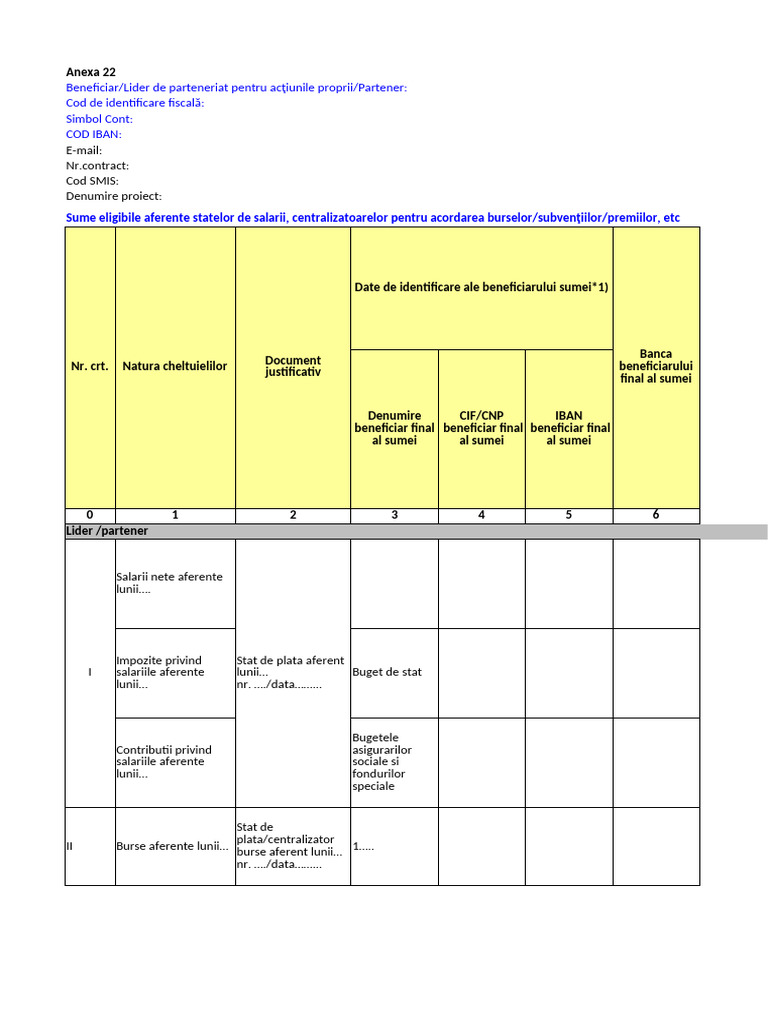 Anexa 22 Notificare Cerere de Plata Salarii Subventii Burse | PDF
