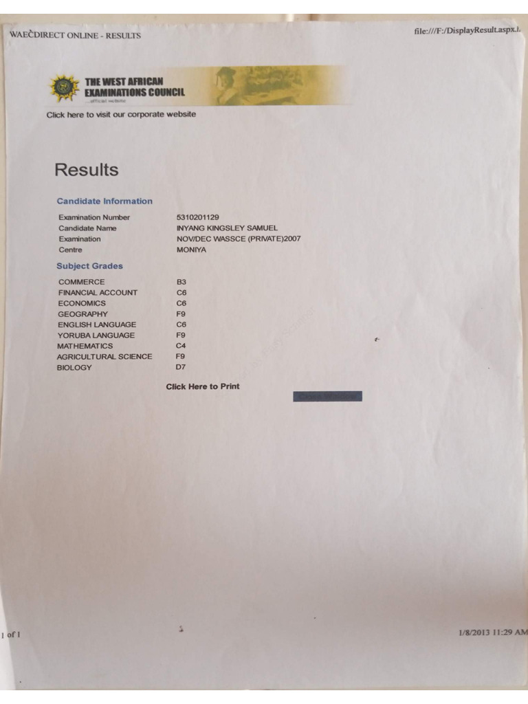 Waec Result | PDF