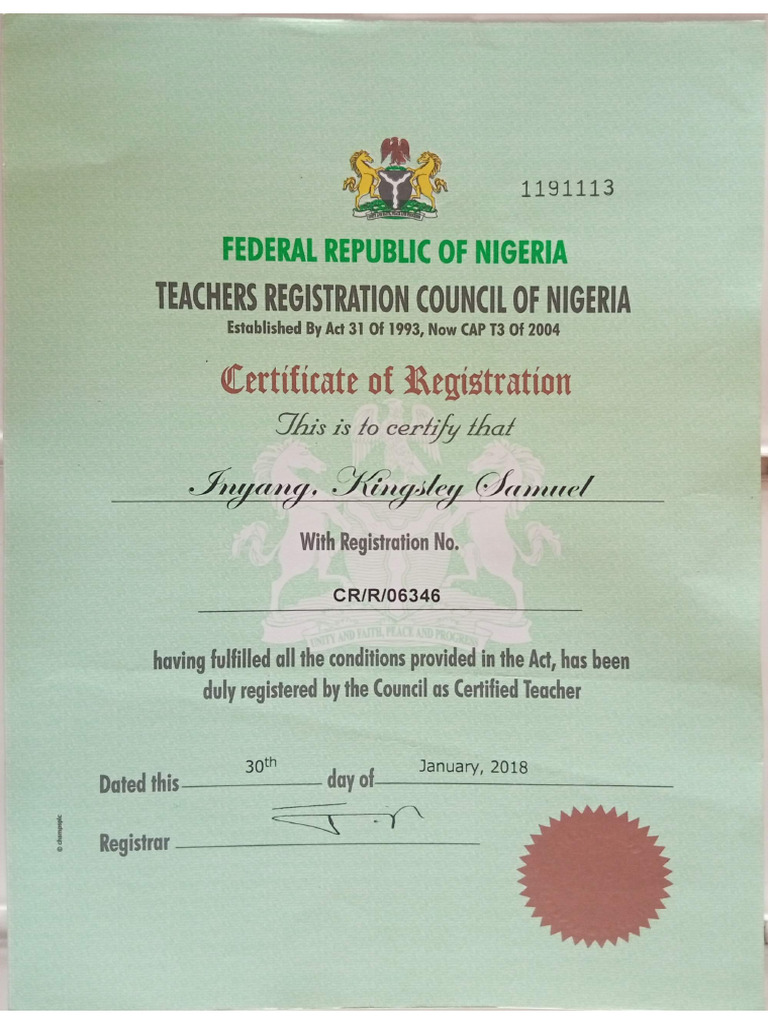 TRCN Certificate | PDF