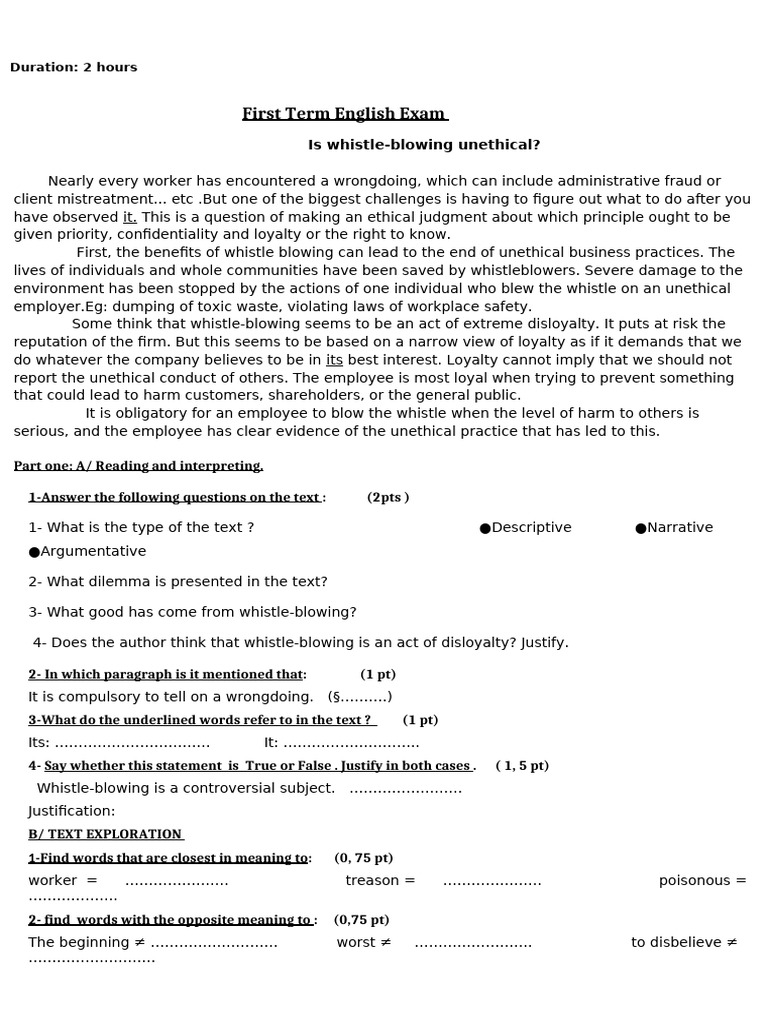 Whistleblowing Grammar Drills Information Gap Activities Reading - 94160 | PDF