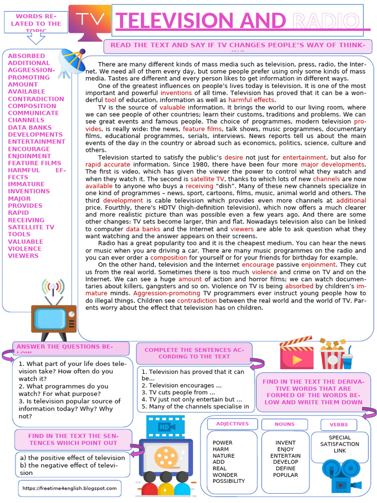 Mass Media Radio and Television Reading Comprehension Exercises ...