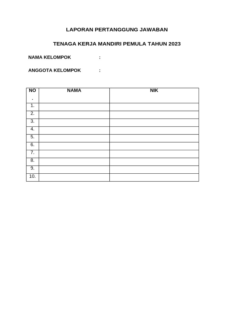 Laporan Pertanggung Jawaban TKM P 2023 | PDF