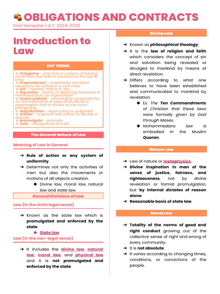 OBLICON (Introduction To Law) | PDF