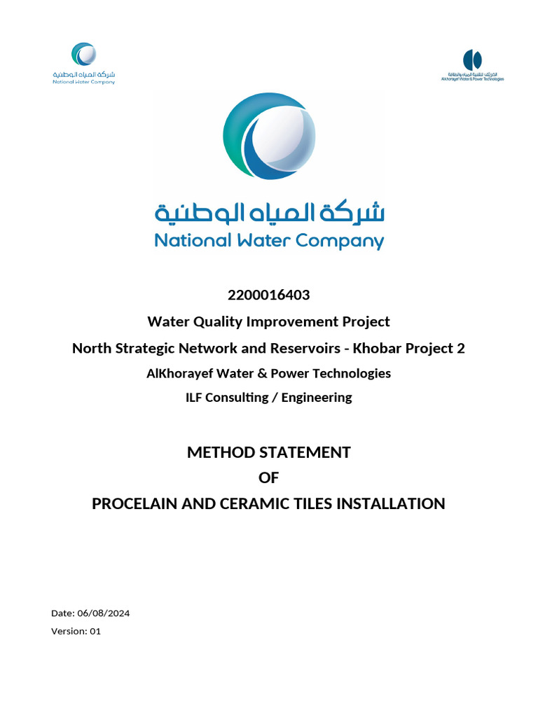 Method Statement For Installation of Ceramic Tiles | PDF