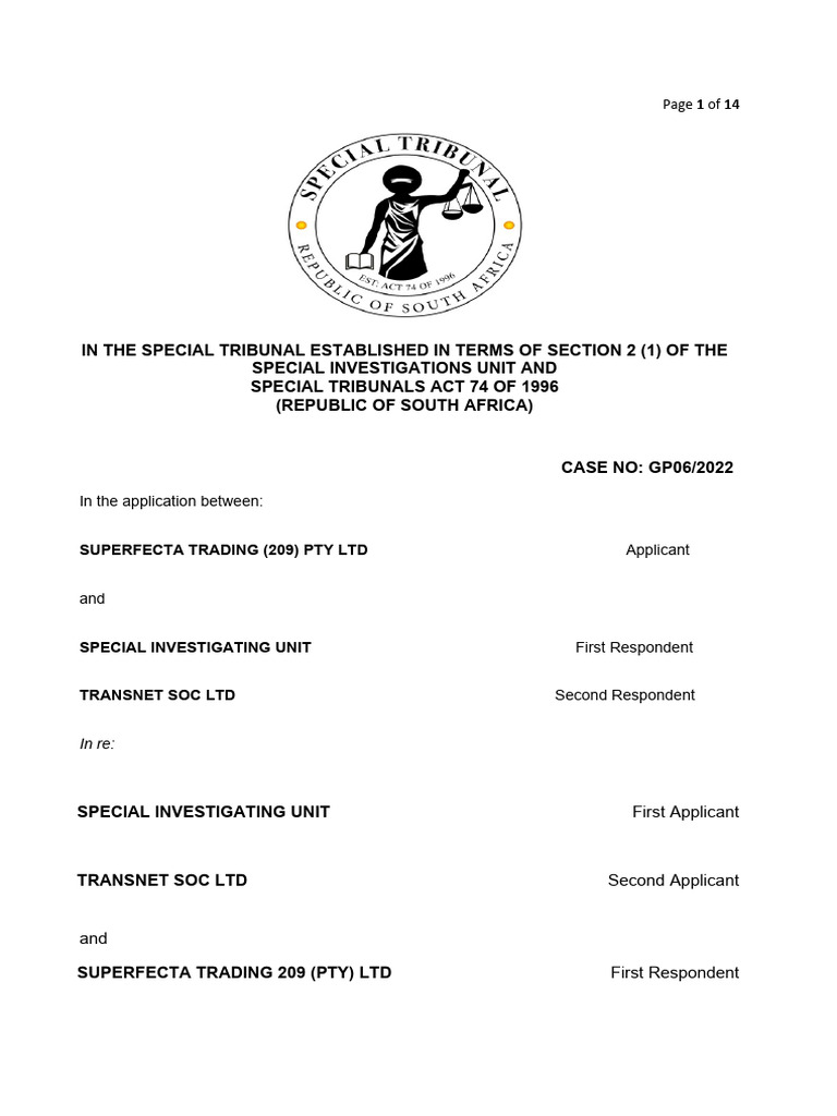 In The Application Between: Applicant and First Respondent Second Respondent | PDF