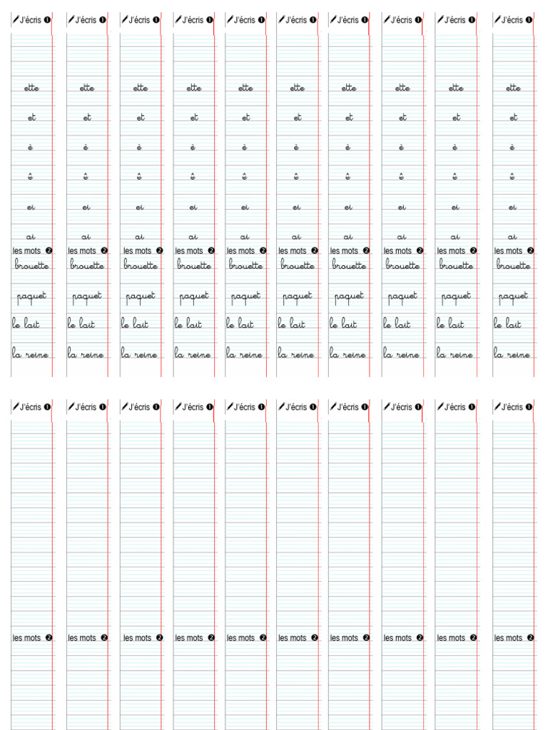 Modeles D Ecriture A Coller Dans La Marge | PDF