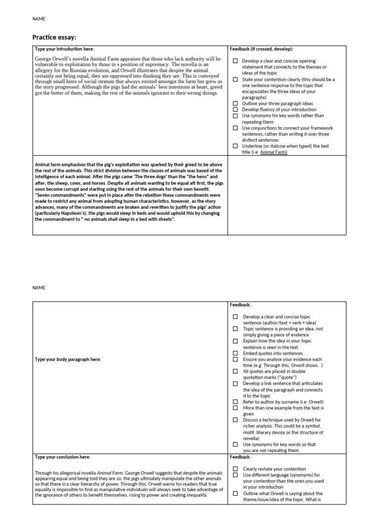Practice Paragraph Template | PDF
