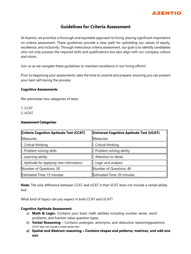 Guidelines For Criteria Assessment | PDF