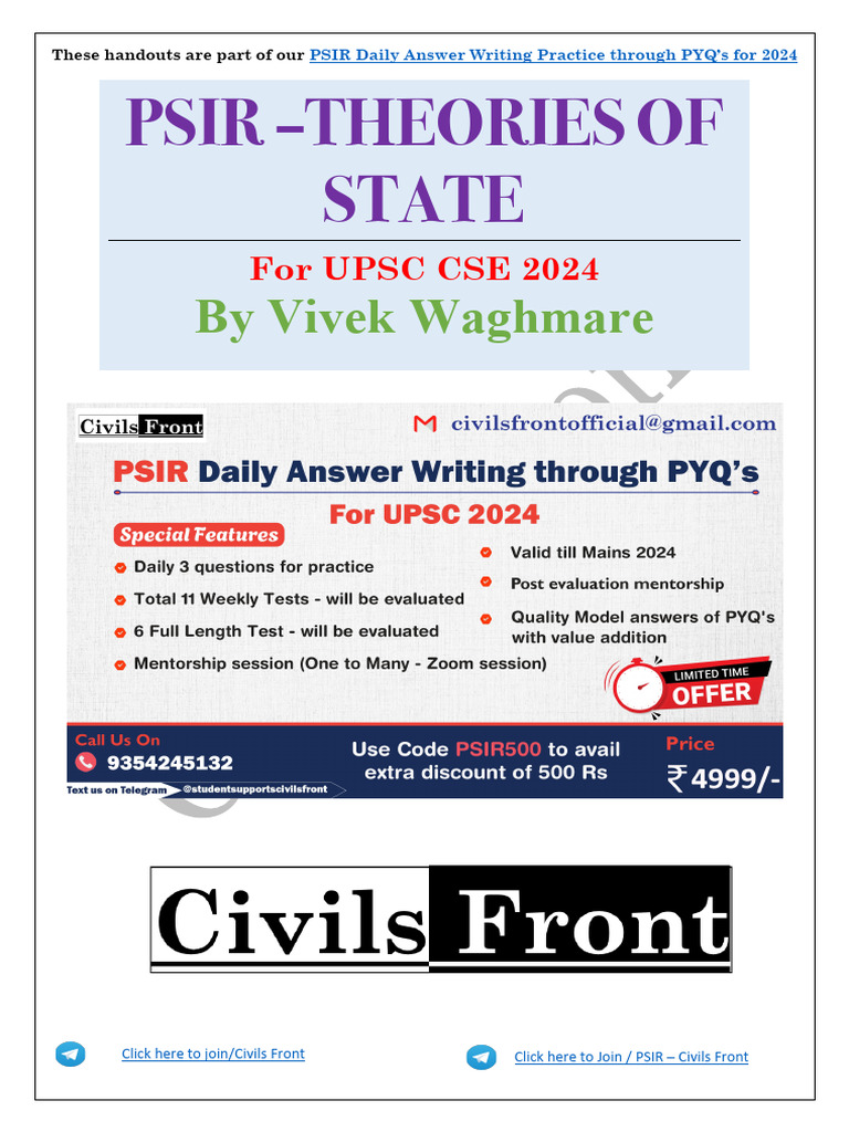 PSIR Paper 1 Section A - Theories of State UPSC 2024 | PDF