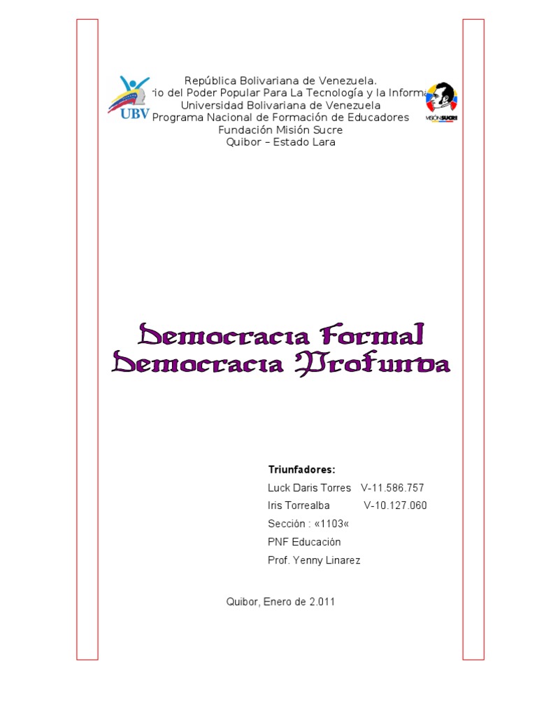 Democracia Formal Profunda | PDF | Democracia | Ideologías políticas