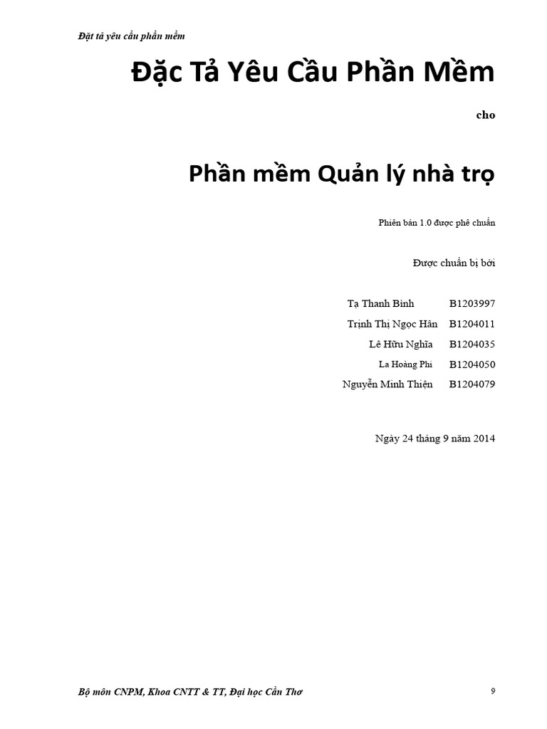 123doc Dac Ta Yeu Cau Phan Mem Quan Ly Nha | PDF