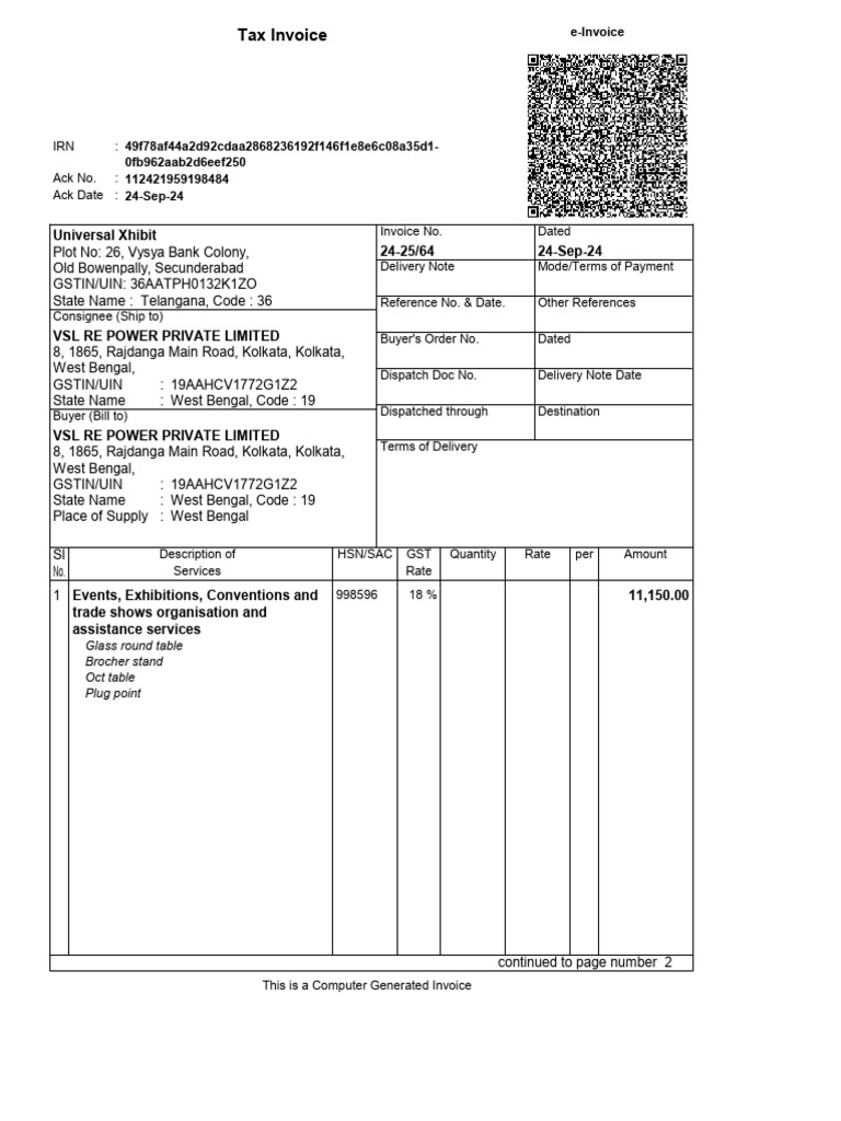 Universal Xhibit B No 64 Einvoice VSL | PDF