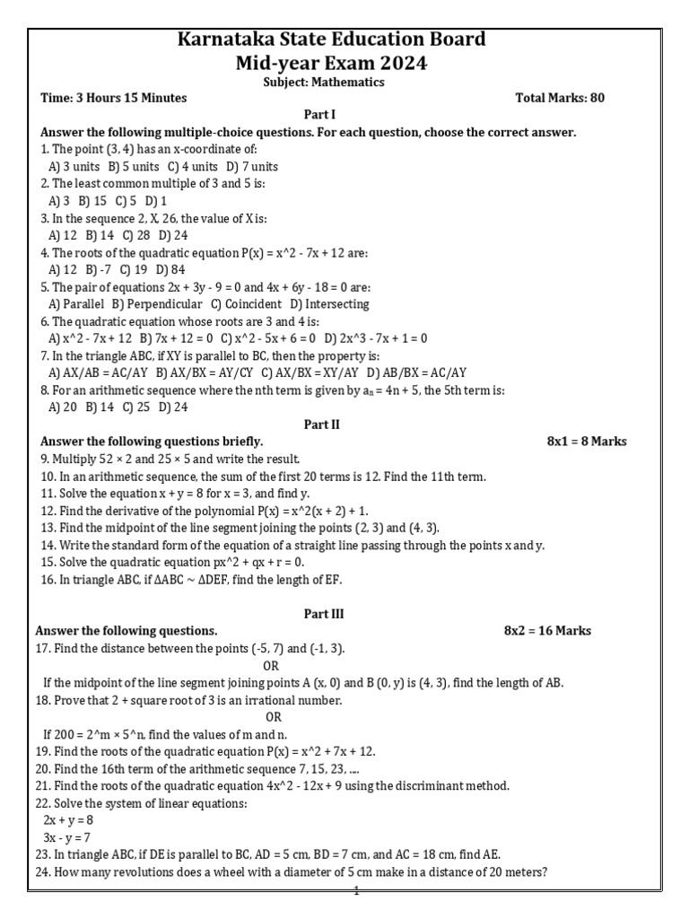 10th STD Maths Sa1 Model Question Paper Eng Version 2024-25 | PDF