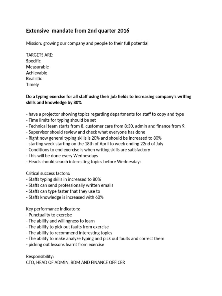 Q2 2016 Company Growth Mandate | PDF | Marketing | Advertising