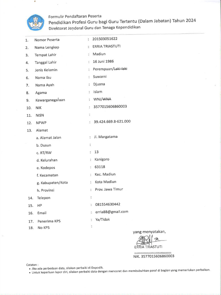 FORM A1 Dik | PDF
