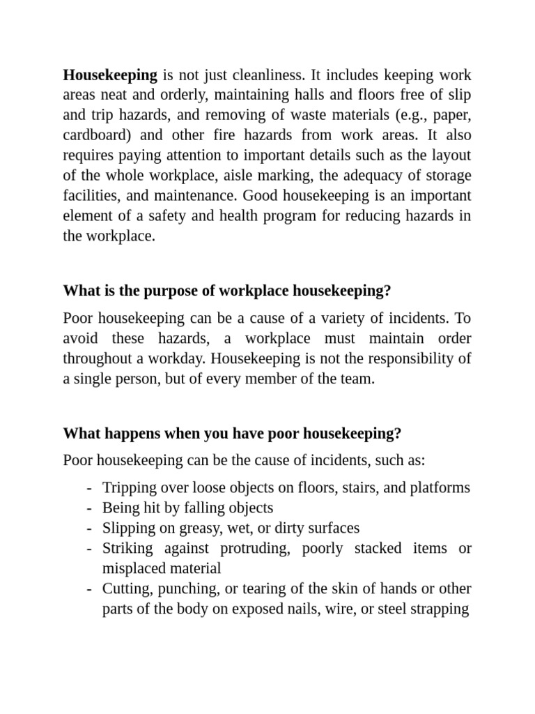 Housekeeping Safety | PDF