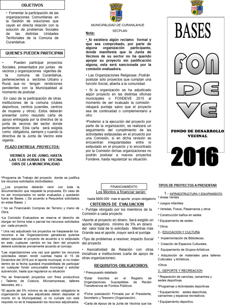 Bases Fondeve 2016 Triptico | PDF