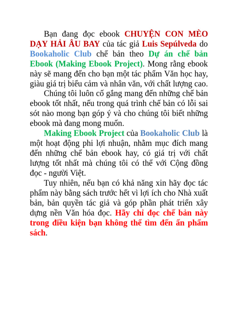 Chuyen Con Meo Day Hai Au Bay Luis Sepuveda 10420238 | PDF