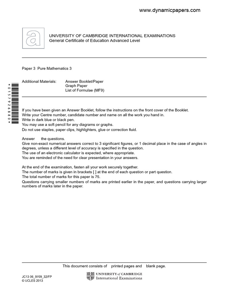 University of Cambridge International Examinations General Certificate ...