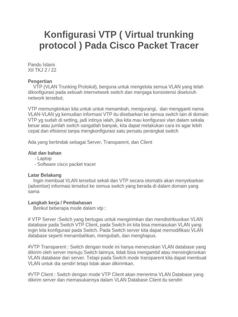 Konfigurasi VTP | PDF