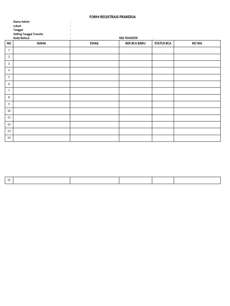 Form Registrasi | PDF