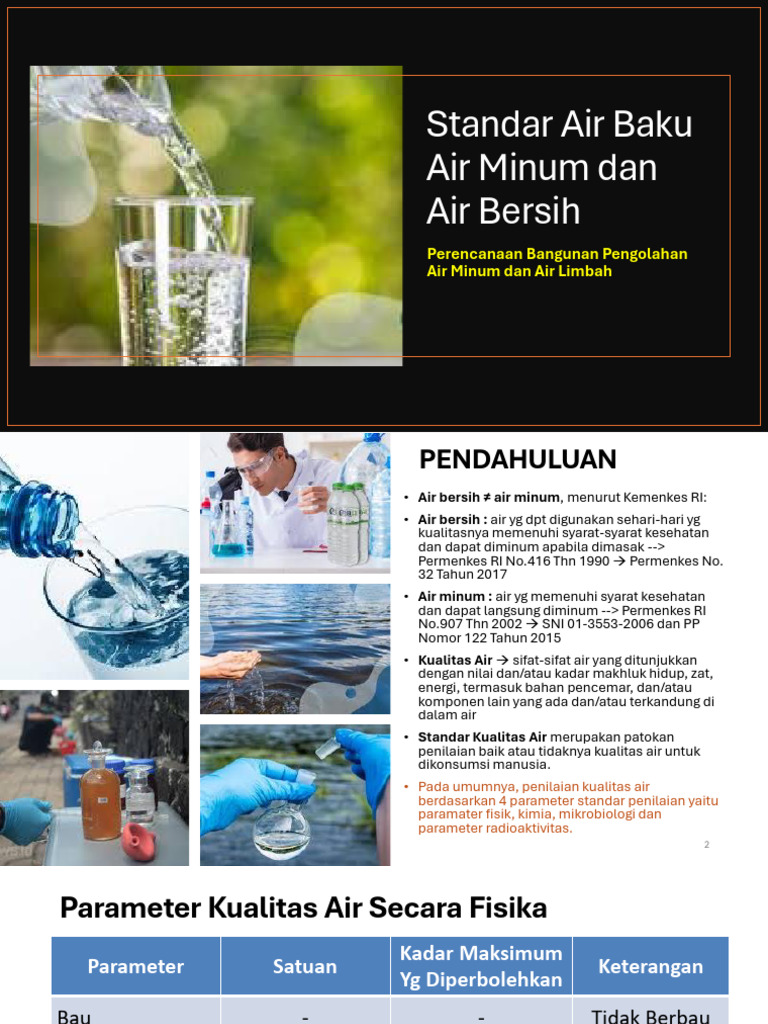 2 Standar Air Baku Air Minum Dan Air Bersih | PDF