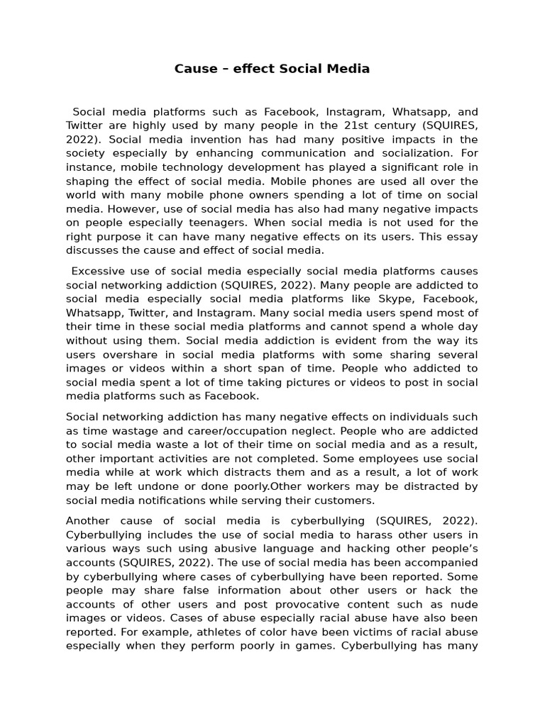 Cause - Effect Social Media | PDF