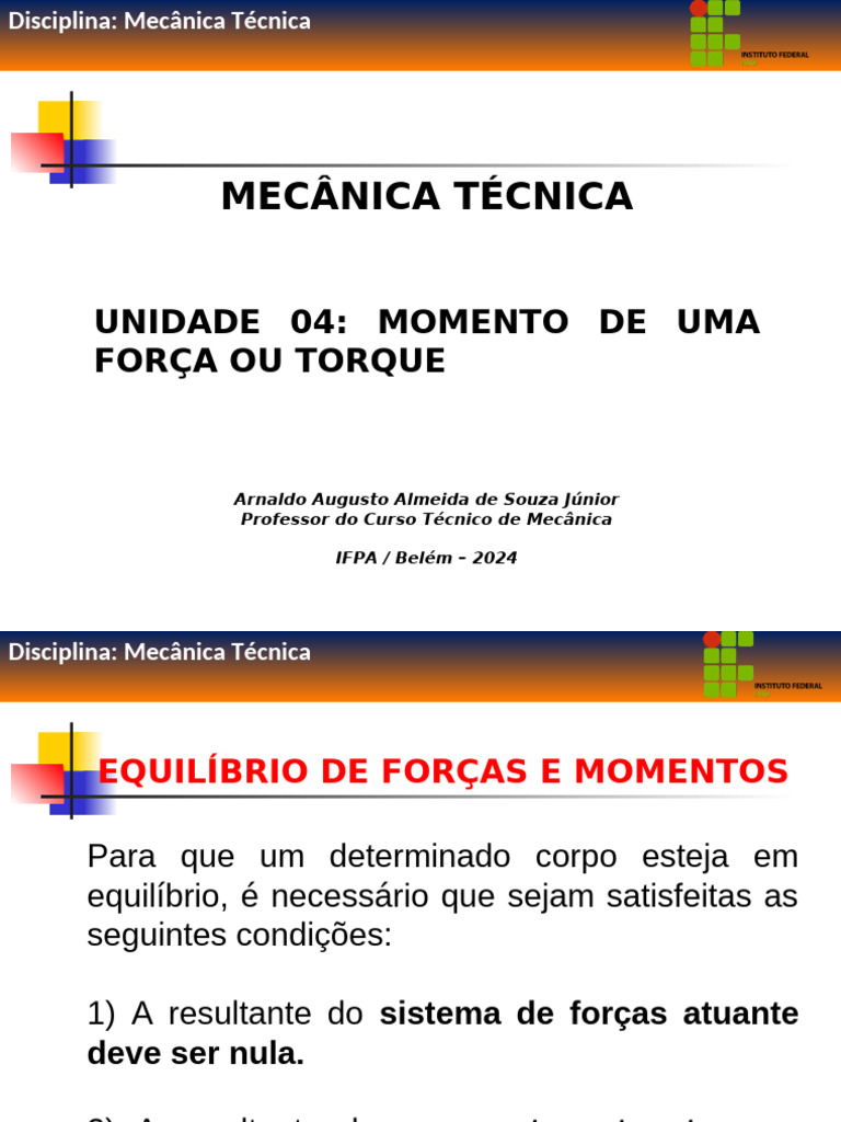 04 Unidade 04 - Momento de Uma Força Ou Torque | PDF