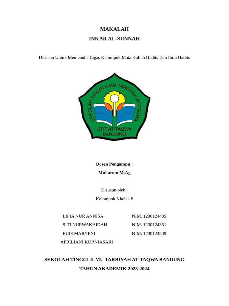 Makalah Inkar Al-Sunnah Kelompok 3 | PDF