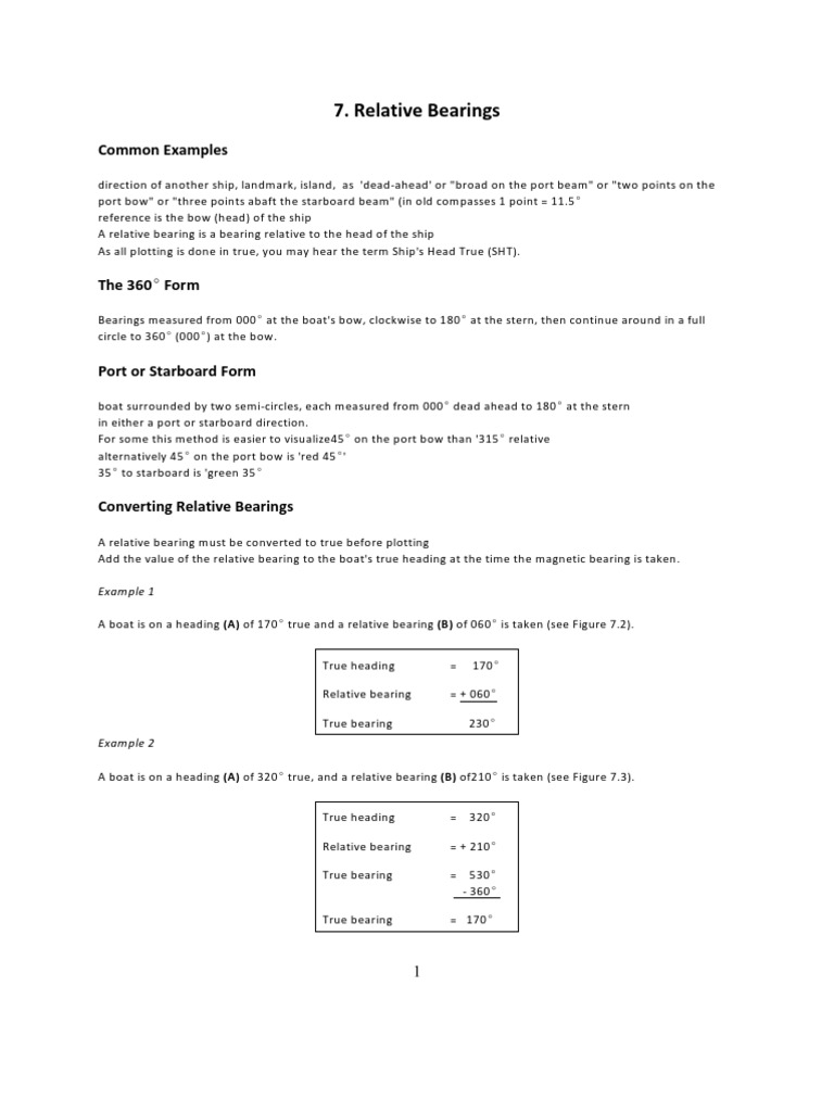 Relative Bearings | PDF | Port And Starboard | Compass