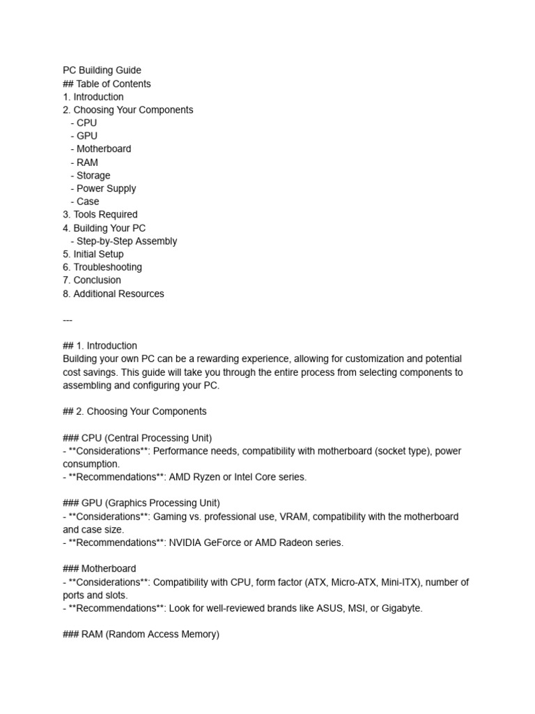 PC Building Guide | PDF