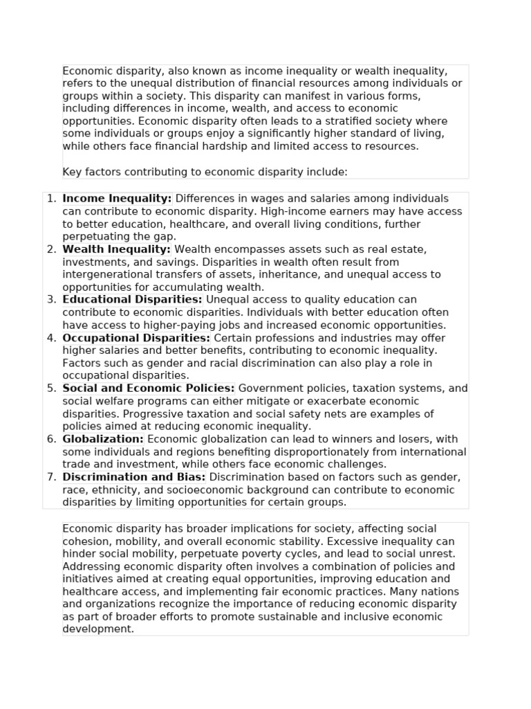 Economic Disparity | PDF