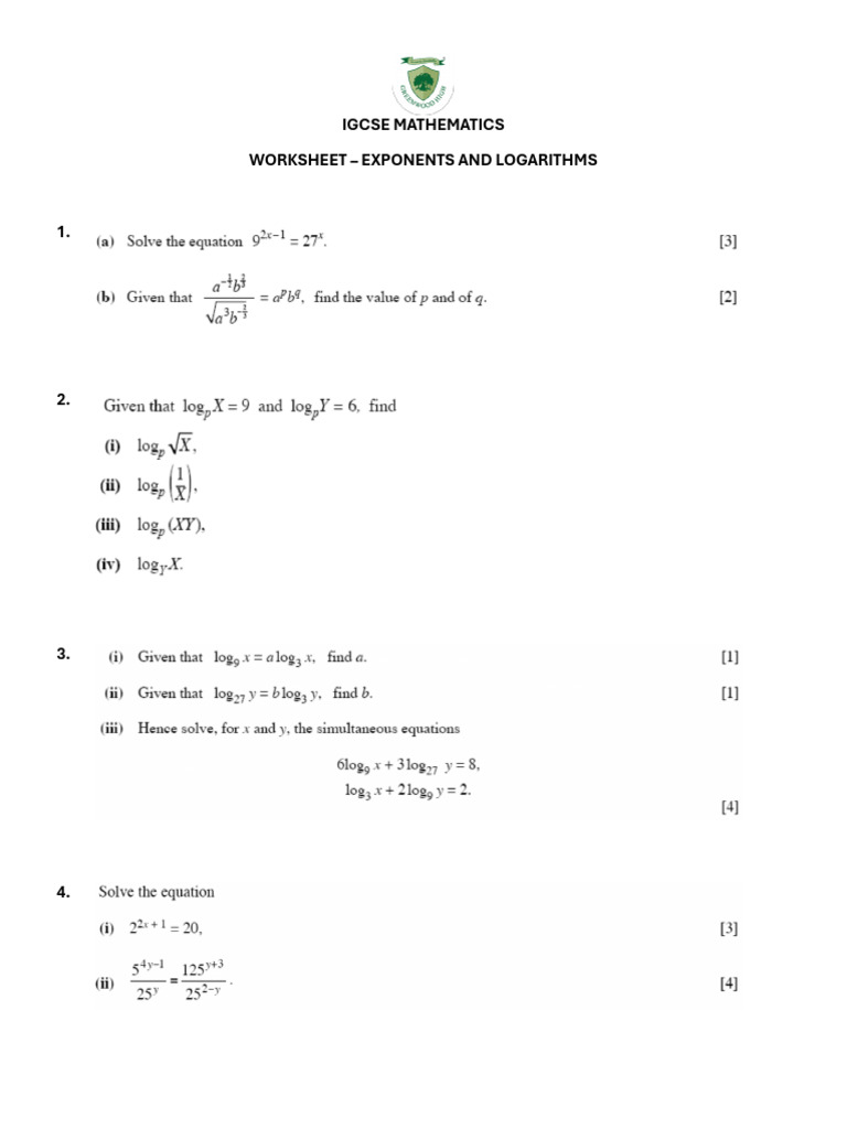 RW-1 - Exponents and Logs | PDF