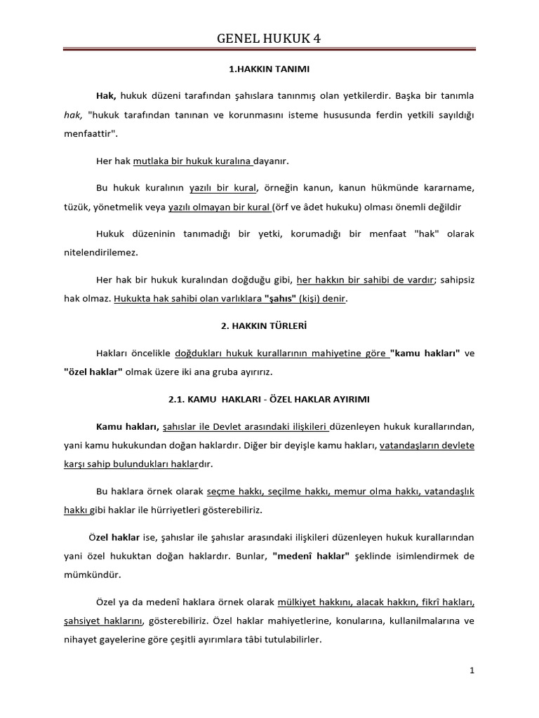 Genel Hukuk 4 | PDF