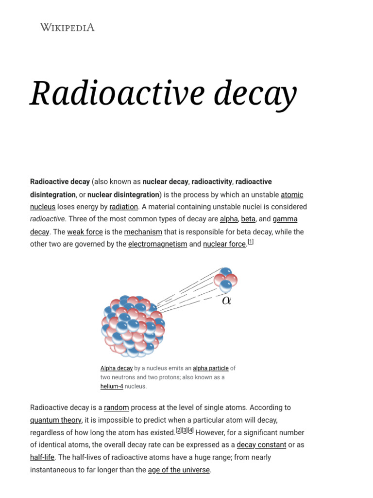 Radioactive Decay - Wikipedia | PDF