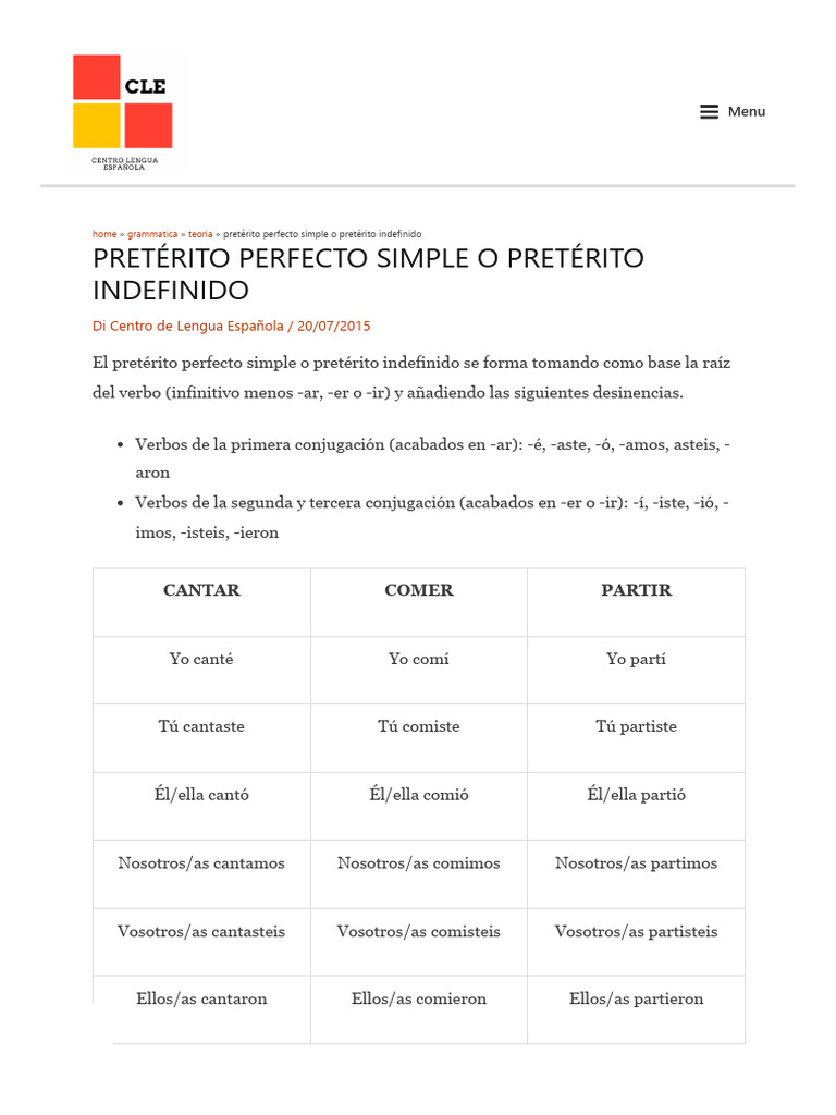 Pretérito Indefinido | PDF