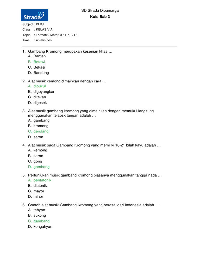 PLBJ - Kuis Bab 3 - Question + Answer | PDF