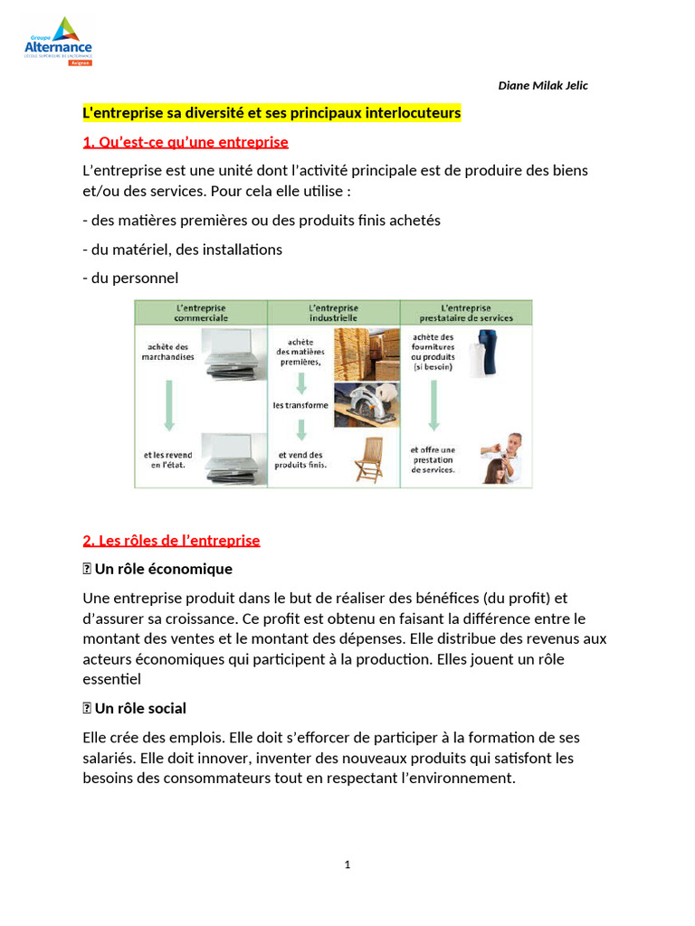 L'enteprise Et Se Divers Interlocuteurs | PDF