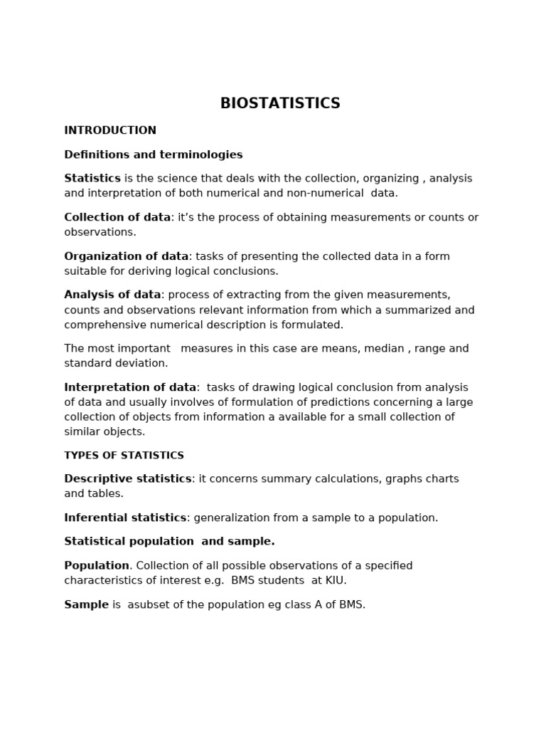 Biostatistics Notes-1-1-1 | PDF