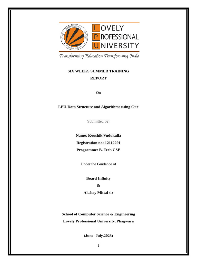 Six Weeks Summer Training (12112291) | PDF