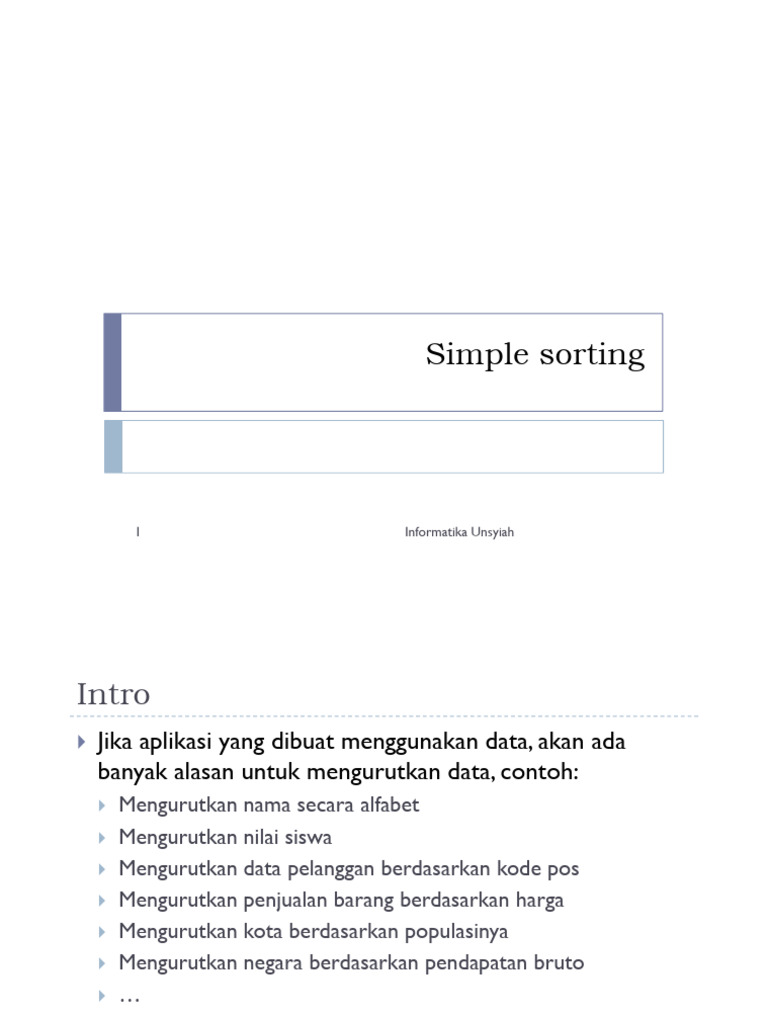 02-Simple Sorting | PDF