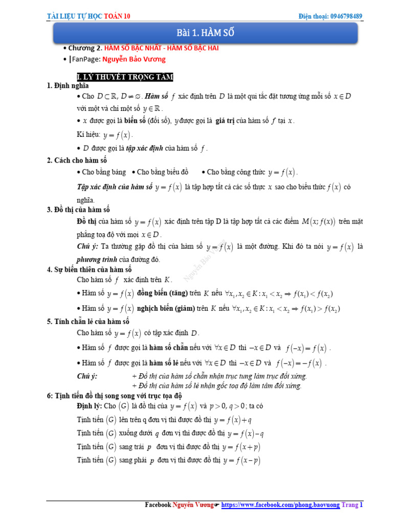 1. Hàm Số P1-Đáp Án | PDF