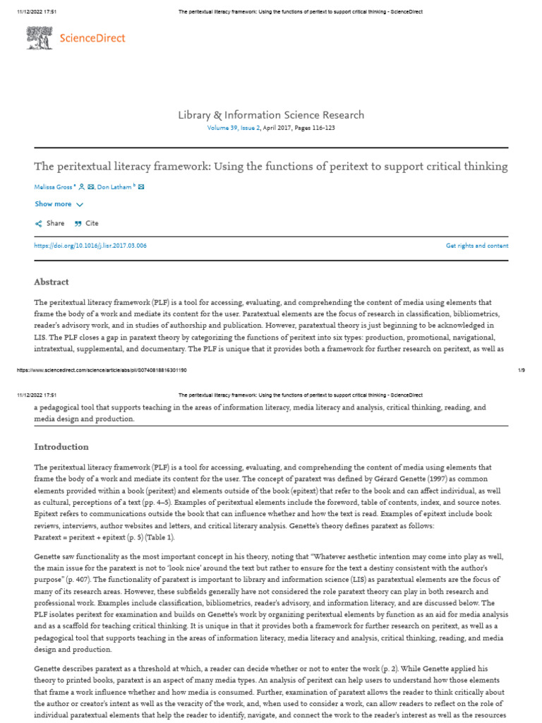 9 - MELISSA GROSS The Peritextual Literacy Framework - Using The ...