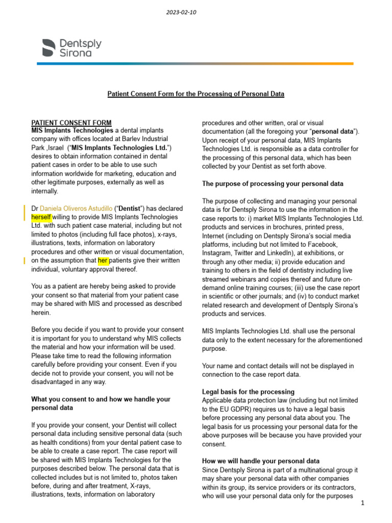 Patient Consent Form 20230210 | PDF | Consent | Computers