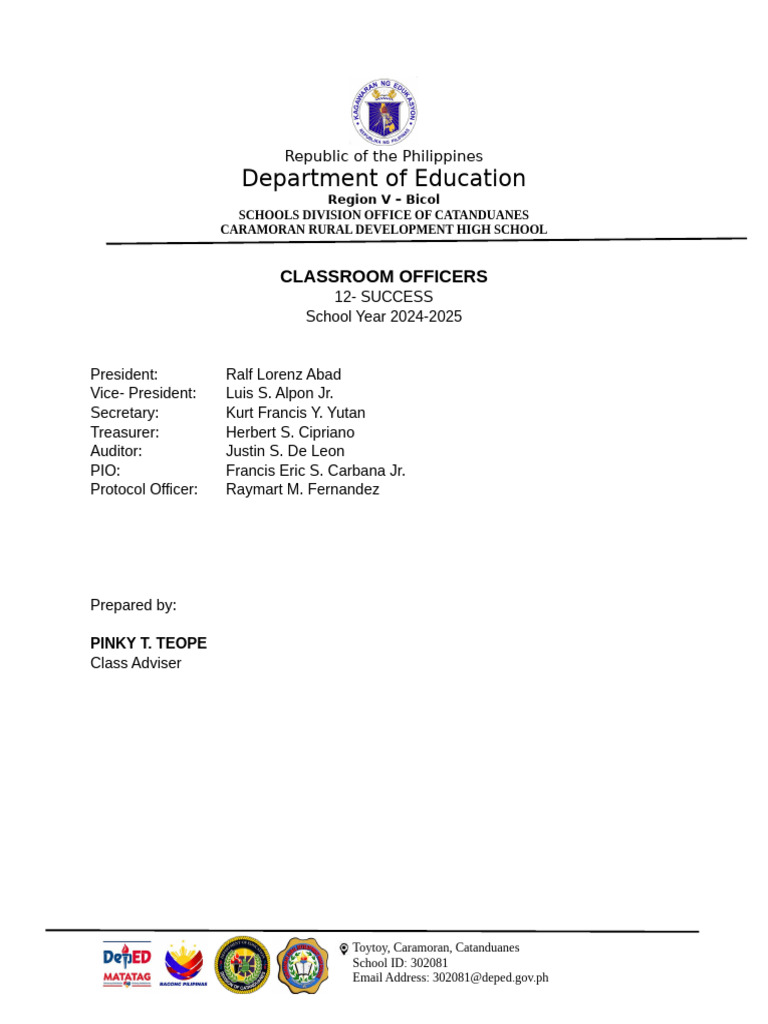 Classroom Officers | PDF