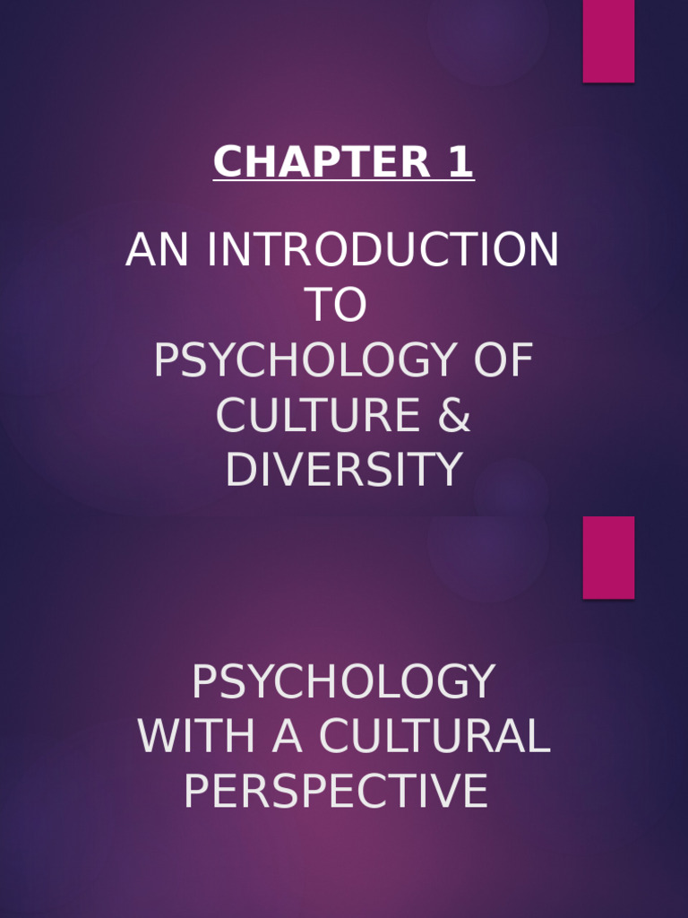 An Introduction To Psychology of Culture Diversity | PDF | Psychology ...