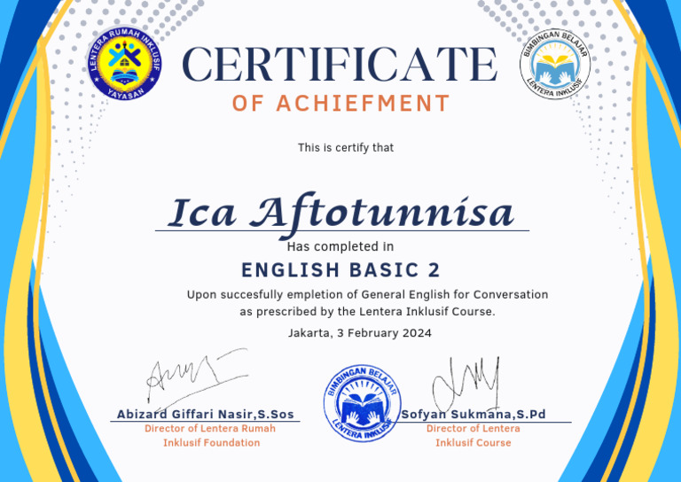 Sertifikat Ica Basic 2 | PDF